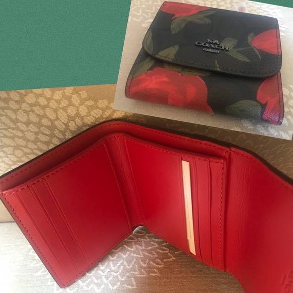 Coach | Bags | Coachlast Red Rose Camo Small Wallet | Poshmark